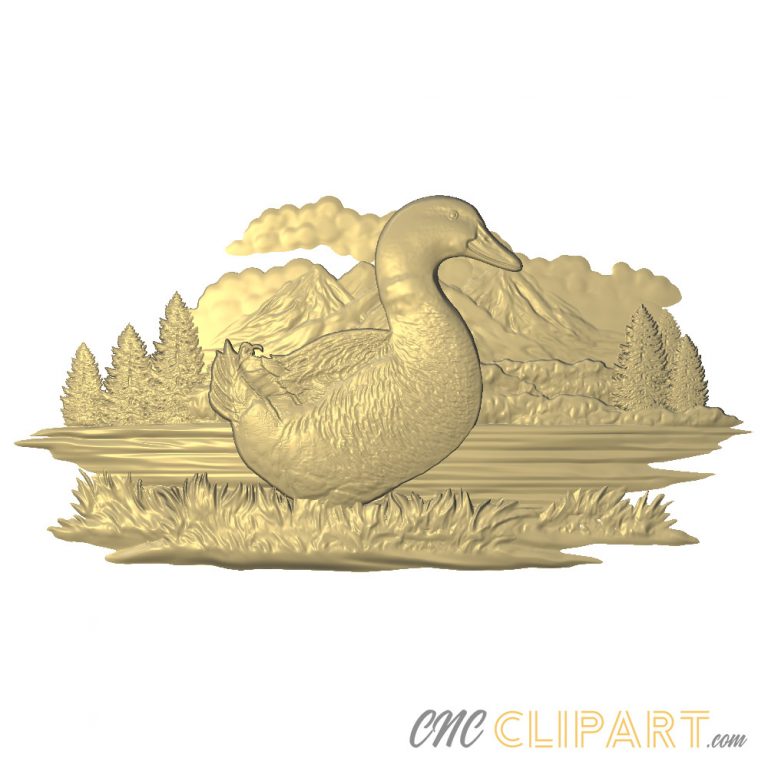 Flying Ducks 3D Relief Model - CNC Clipart