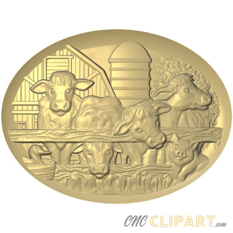 Farm Cow 3D Relief Model - CNC Clipart