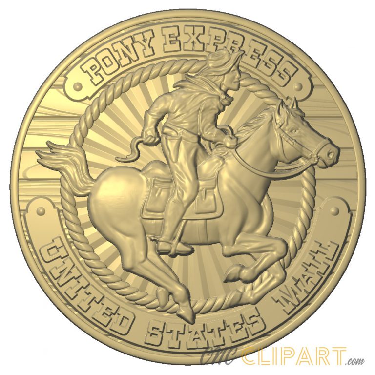 Pony Express Mail Sign 3D Relief Model - CNC Clipart