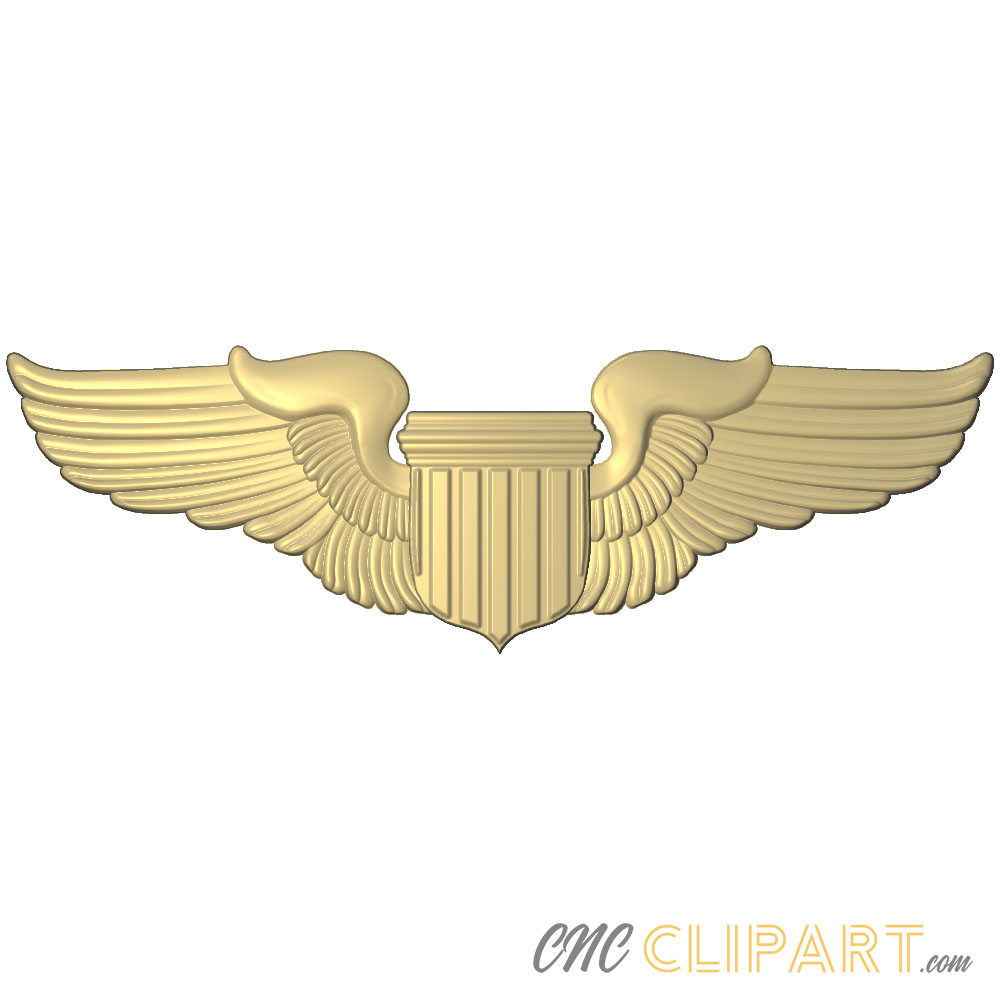 USAF Pilot Badge 3D Relief Model CNC Clipart USAF Pilot Badge 3D Relief Model CNC Clipart