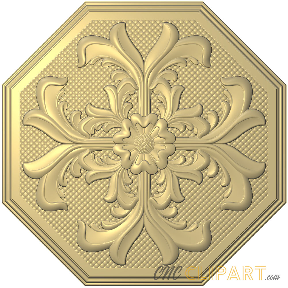 Octagon Panel 3D Relief Model - CNC Clipart