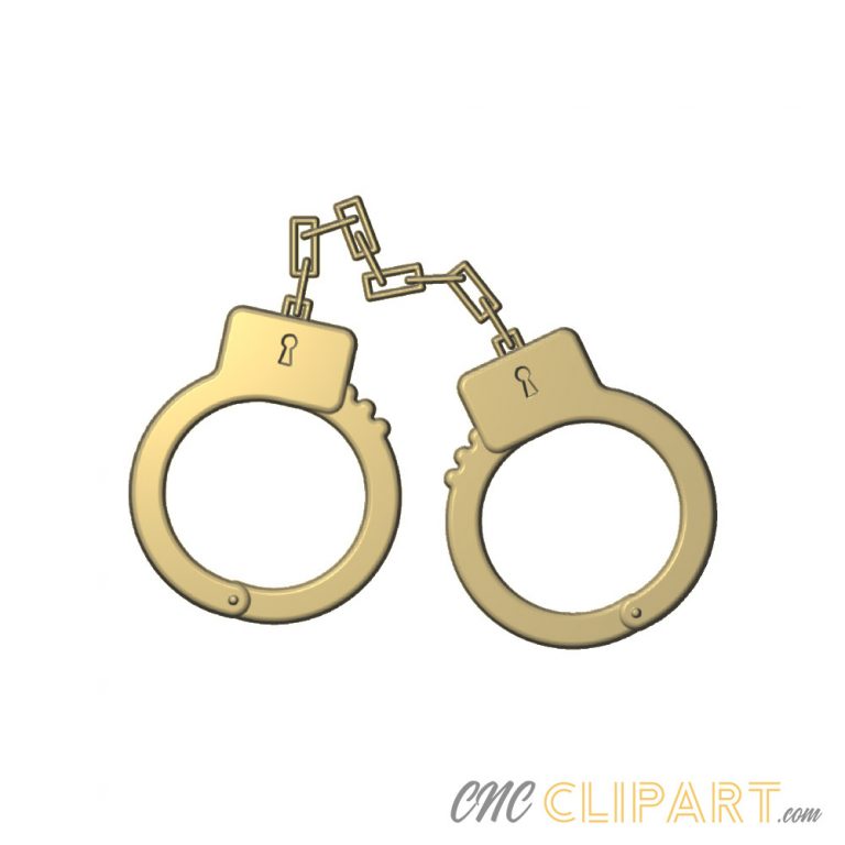 Handcuffs 3D Relief Model - CNC Clipart